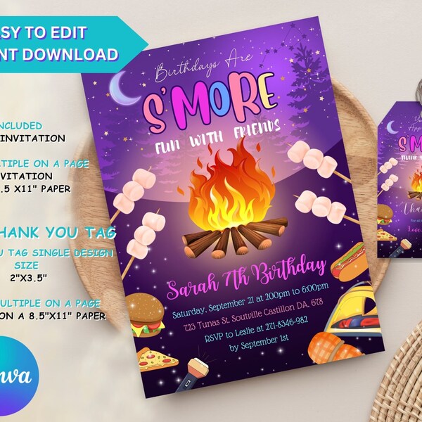 Campfire Invitation - Etsy