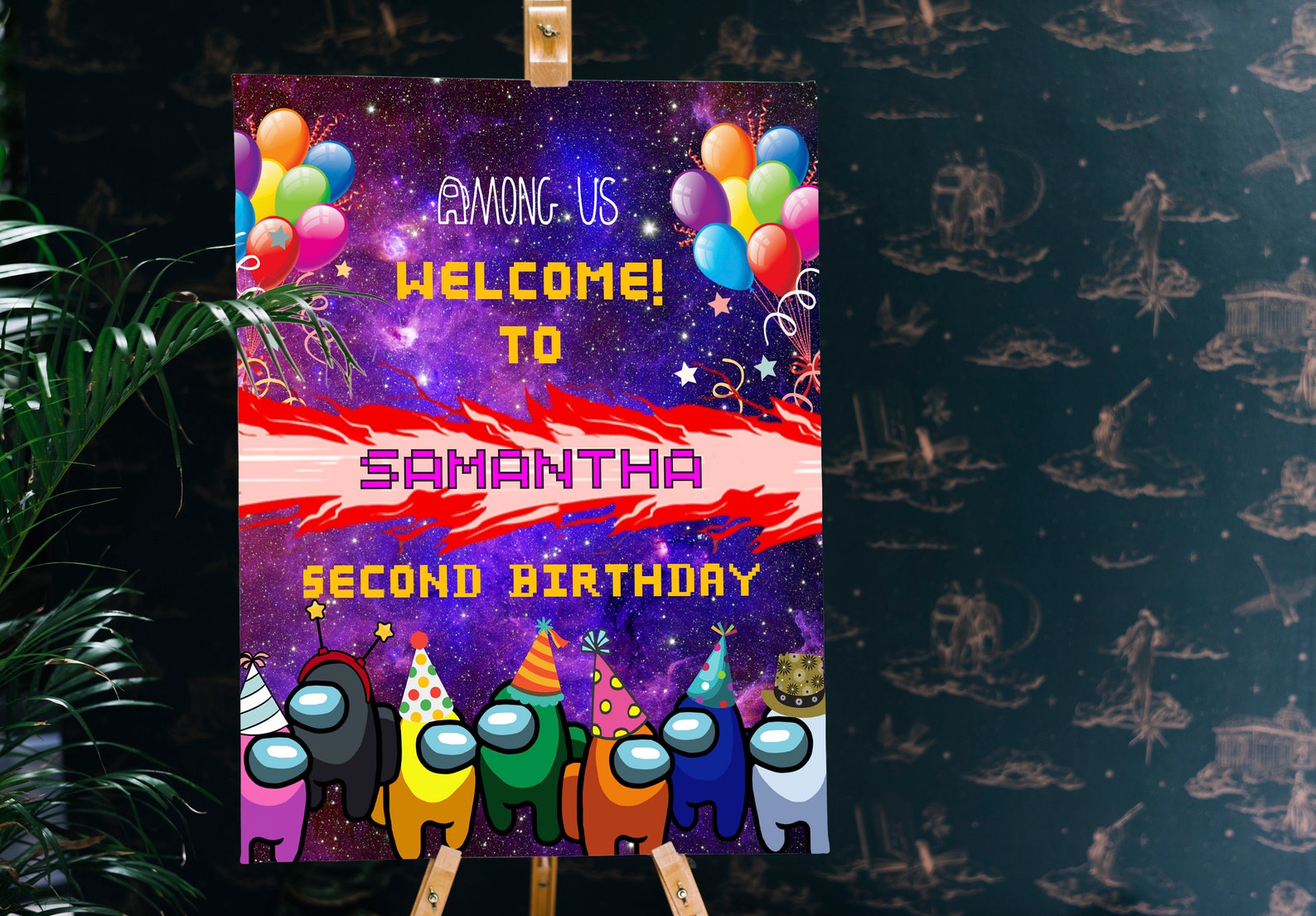 Among Us Party Sign, Among Us Party Decor, Among Us Welcome Sign ...