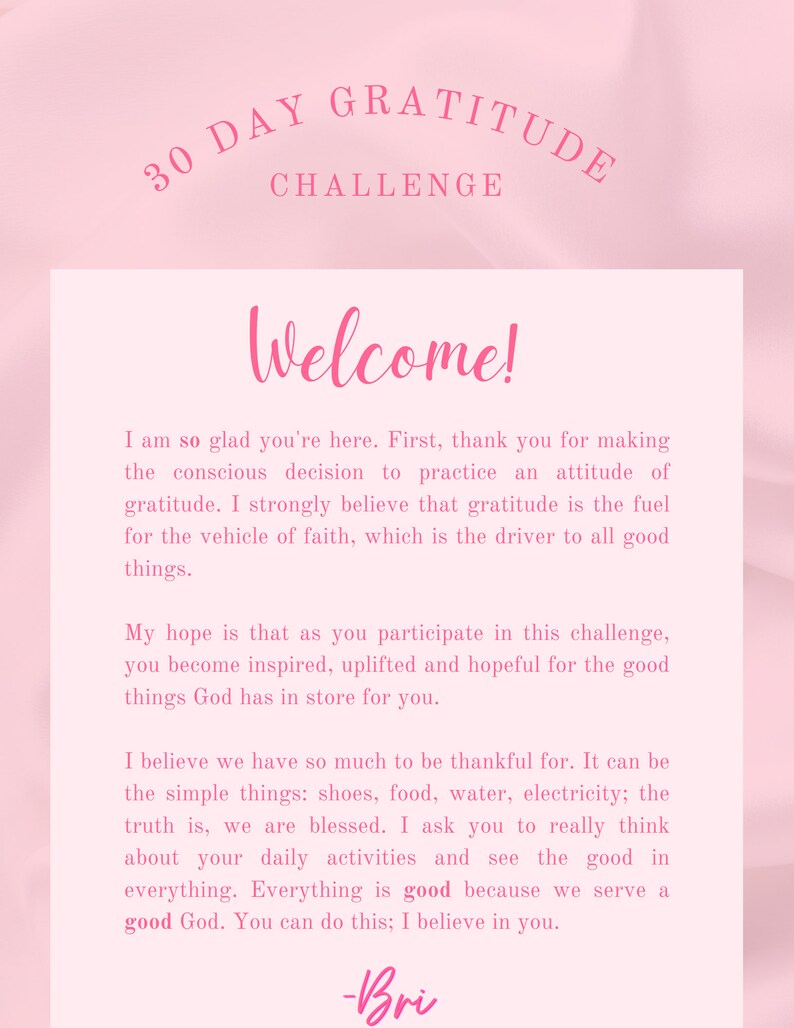 30 Day Gratitude Journal 30 Day Digital Gratitude Log 30 - Etsy