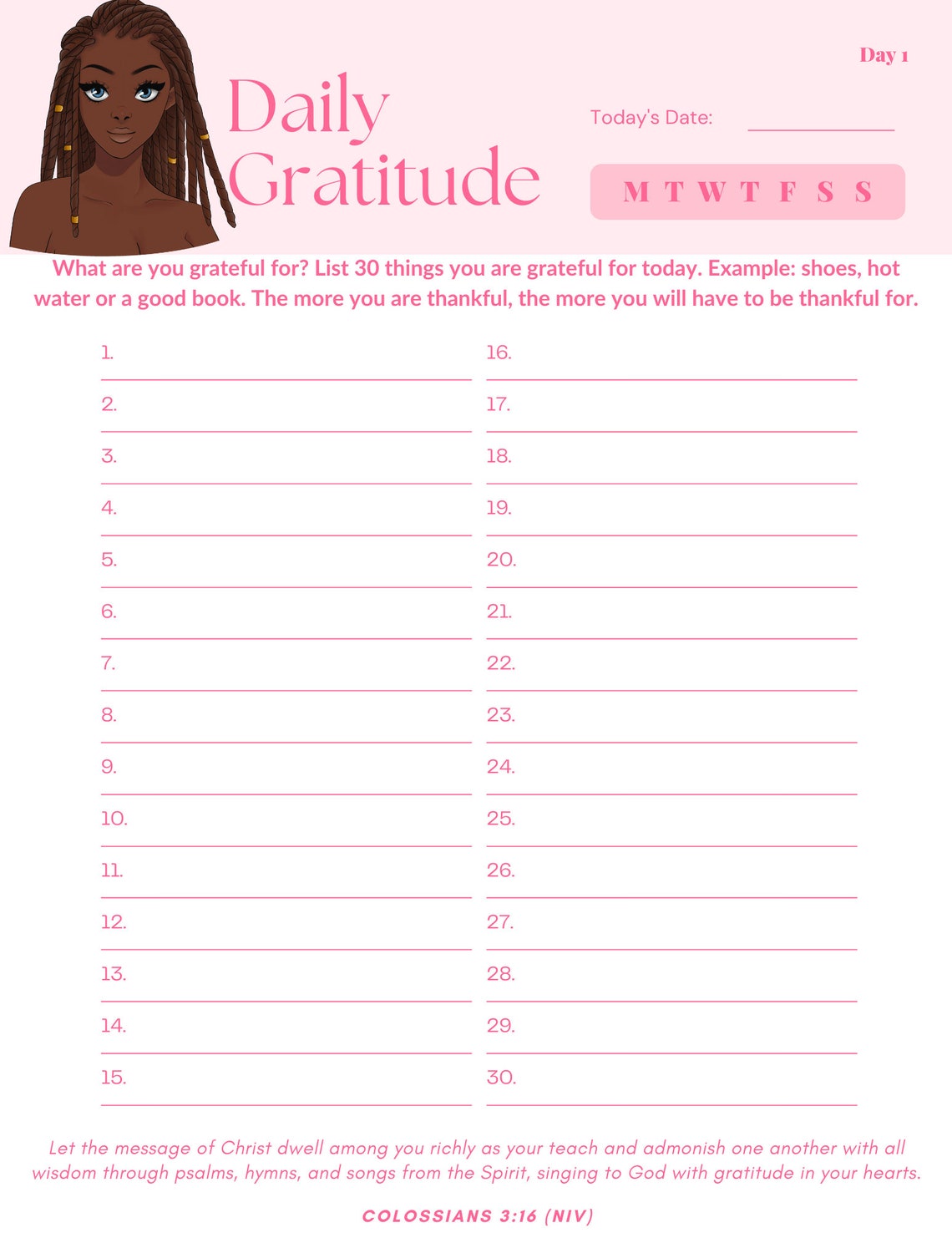 30 Day Gratitude Journal 30 Day Digital Gratitude Log 30 - Etsy