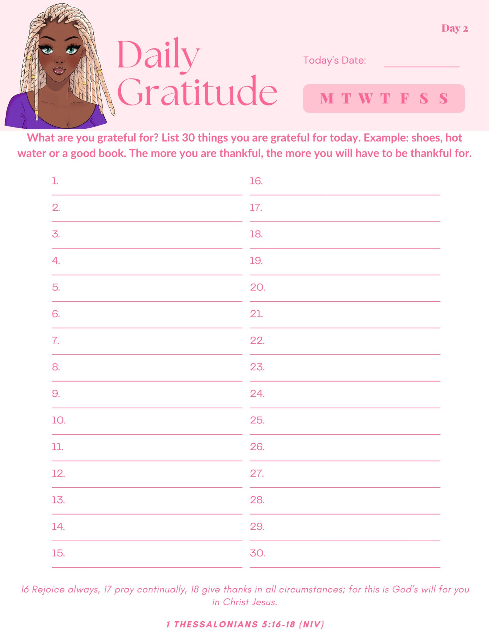 30 Day Gratitude Journal 30 Day Digital Gratitude Log 30 Days of ...