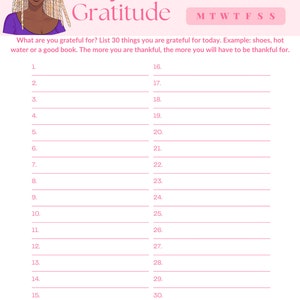 30 Day Gratitude Journal 30 Day Digital Gratitude Log 30 - Etsy