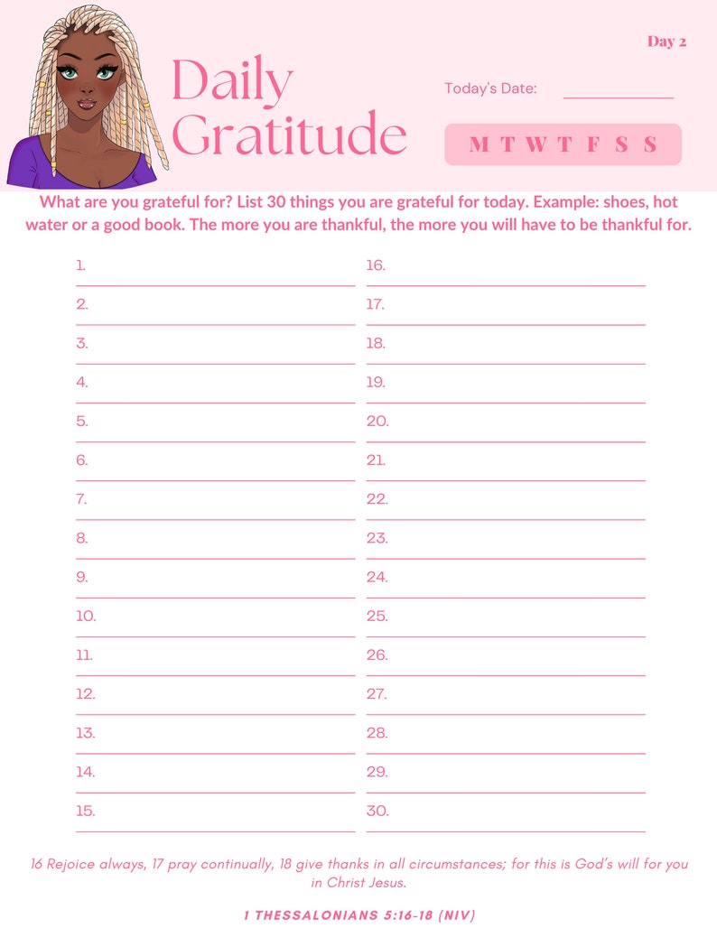 30 Day Gratitude Journal 30 Day Digital Gratitude Log 30 - Etsy