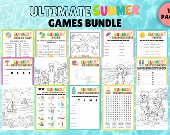 Summer Printable Games Bundle, Summertime Activity, Summer Kids Games ...