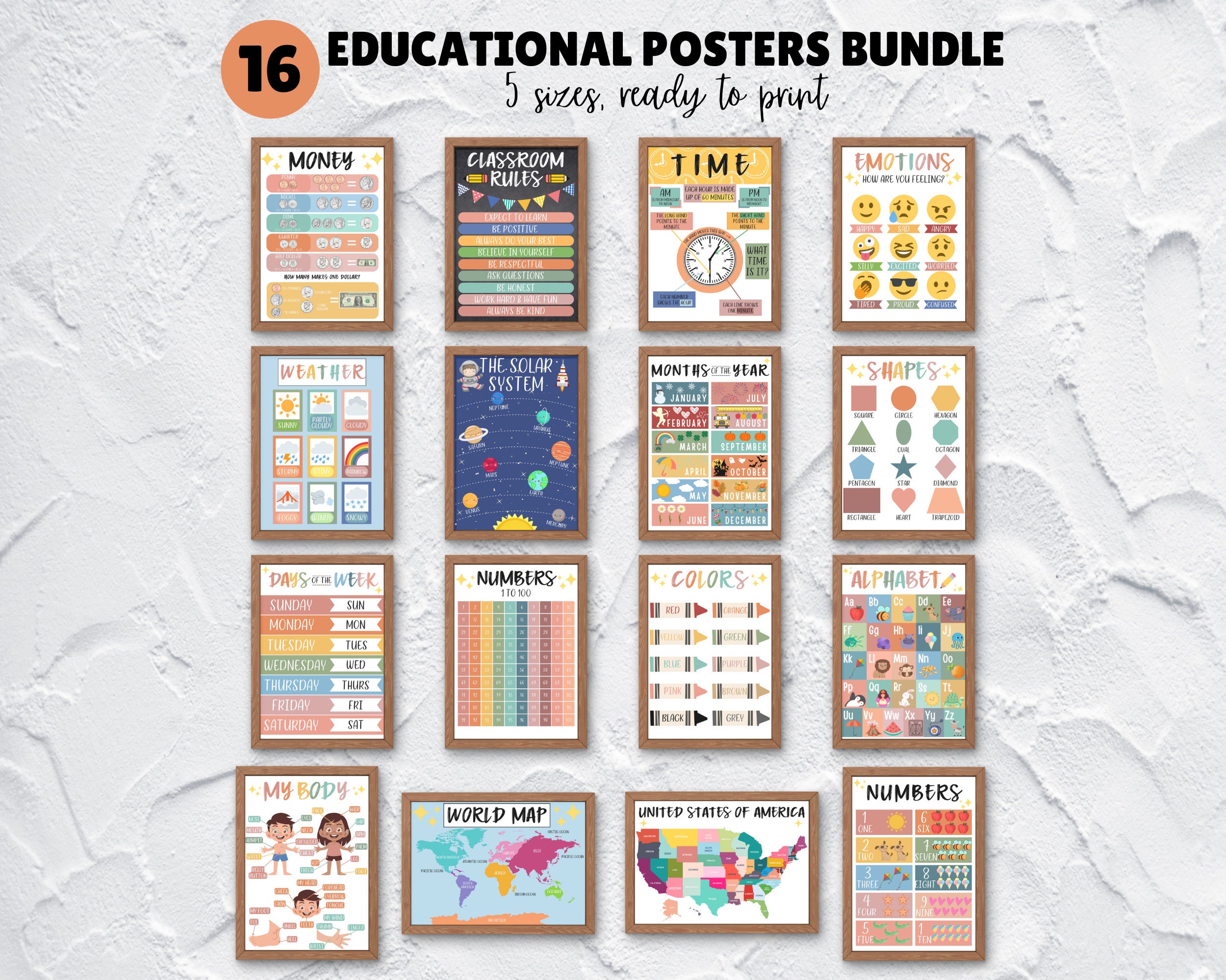 Boho Educational Posters Bundle Bulletin Board Educational - Etsy