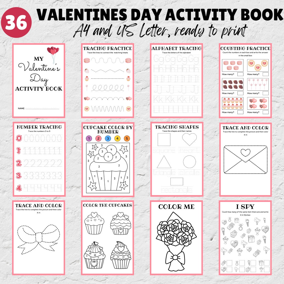 36 Page Valentines Day Preschool Activity Book Bundle, Activity Pack ...