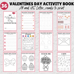 36 Page Valentines Day Preschool Activity Book Bundle, Activity Pack ...