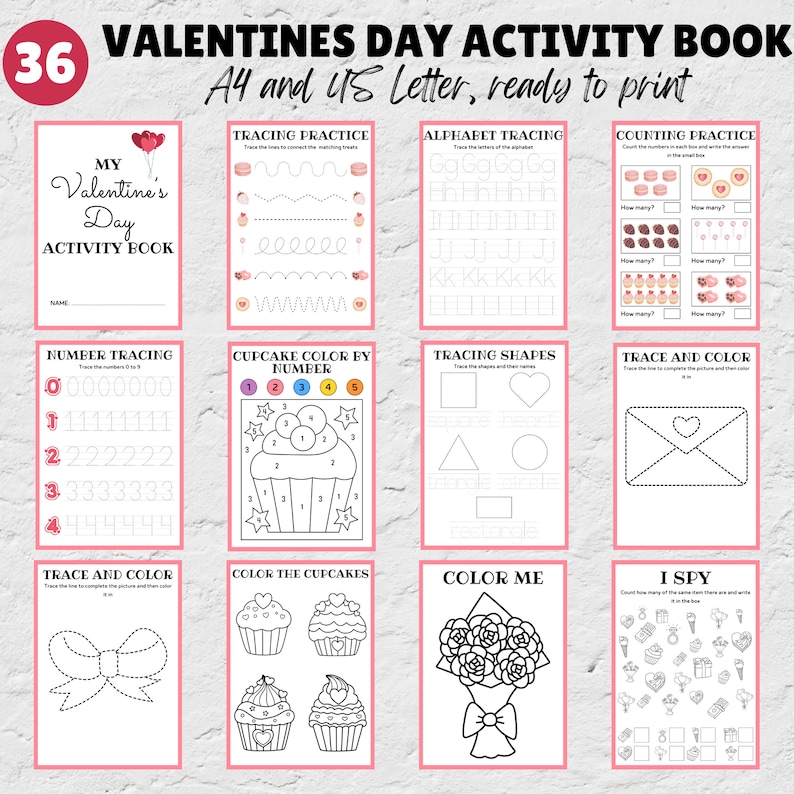 36 Page Valentines Day Preschool Activity Book Bundle, Activity Pack ...