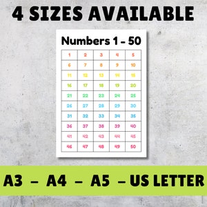 Numbers Chart 1 to 50 | Count to 50 | Maths Chart | Maths Printable ...