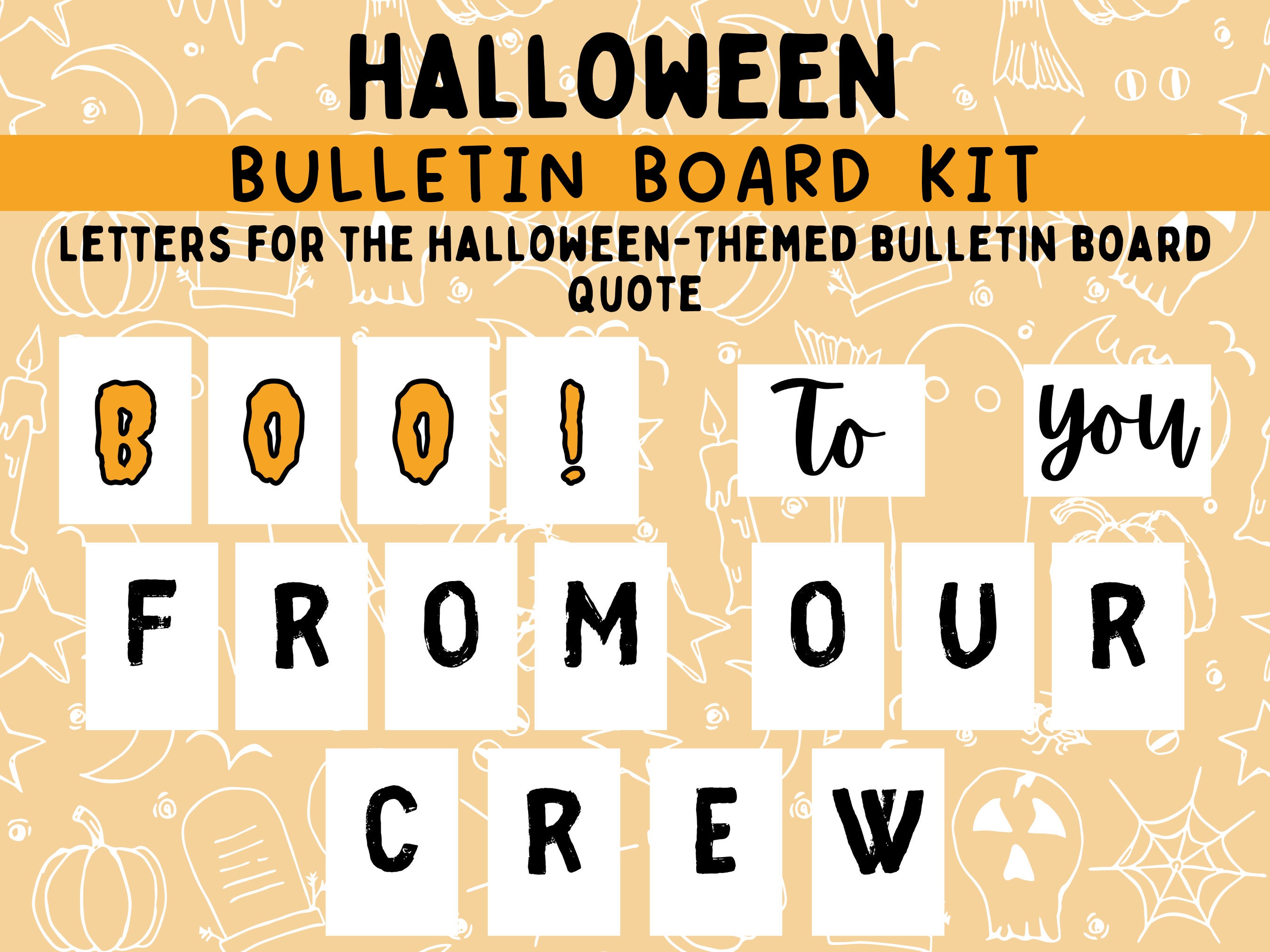Halloween Boo Crew Bulletin Board Kit, Holiday Classroom Decor, Spooky ...