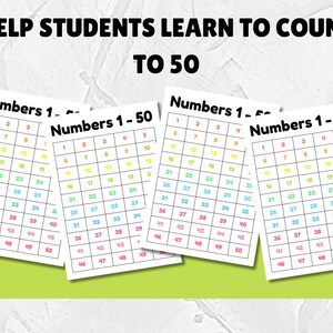 Numbers Chart 1 to 50 | Count to 50 | Maths Chart | Maths Printable ...