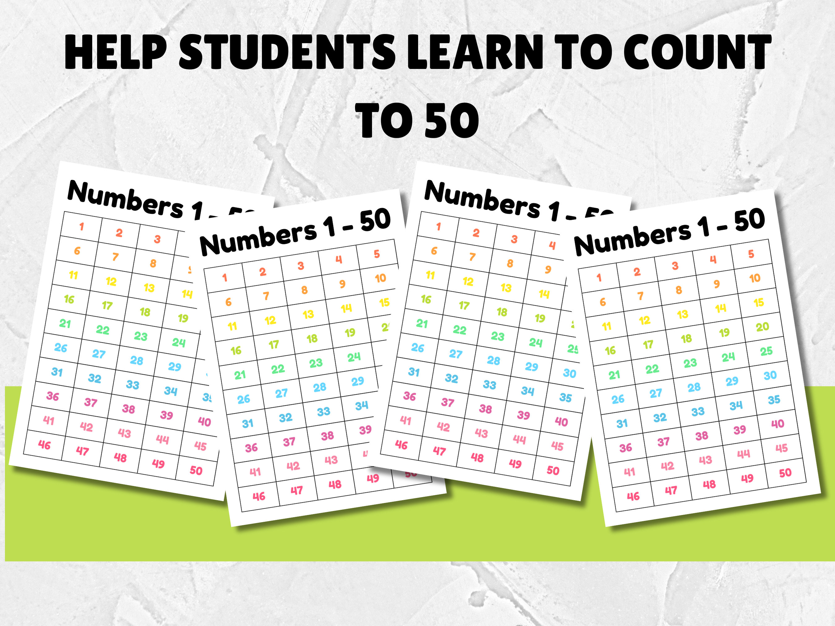 Numbers Chart 1 to 50 | Count to 50 | Maths Chart | Maths Printable ...