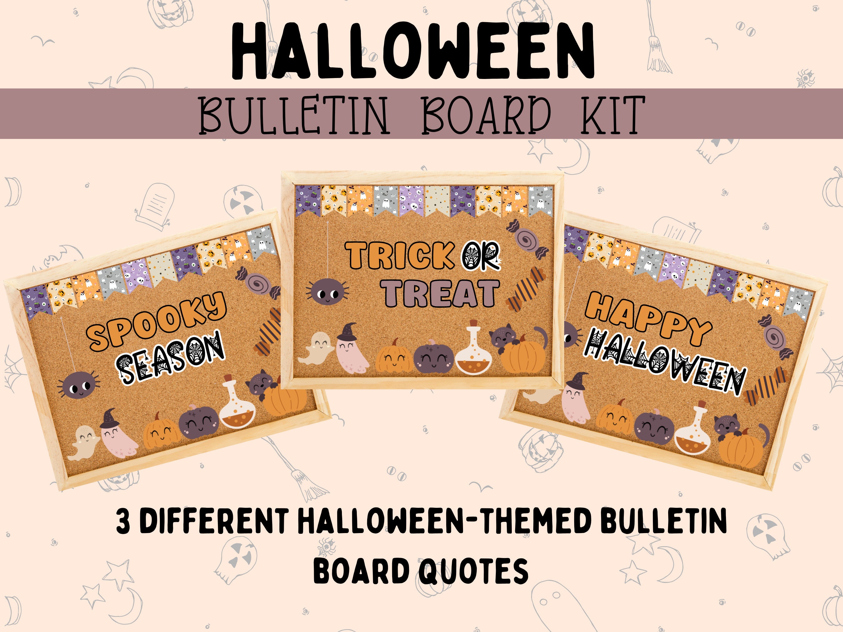 Halloween Bulletin Board Kit, Spooky Season, Boo Crew, Holiday ...