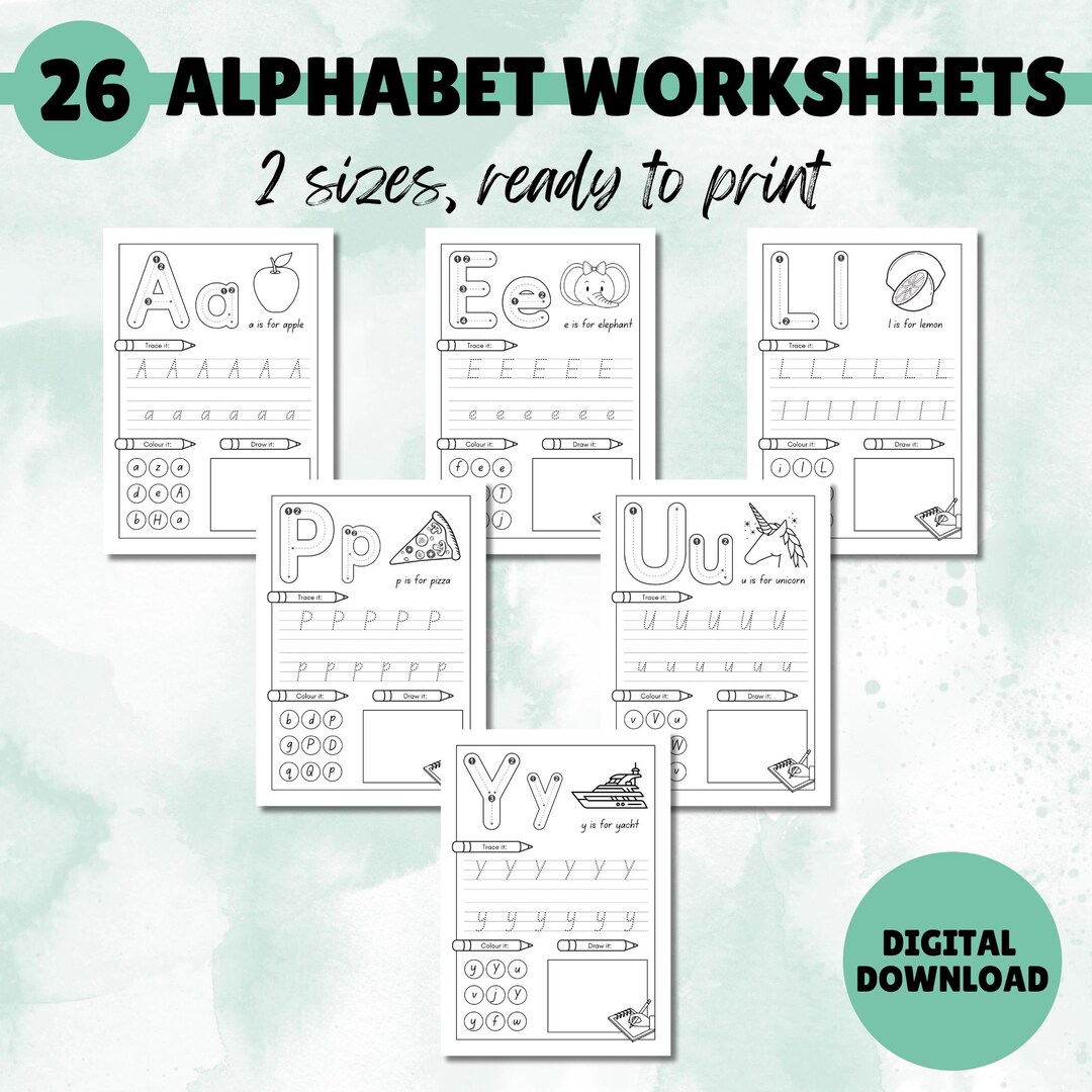 26 Alphabet Worksheets | Alphabet Tracing Worksheets | Preschool and ...