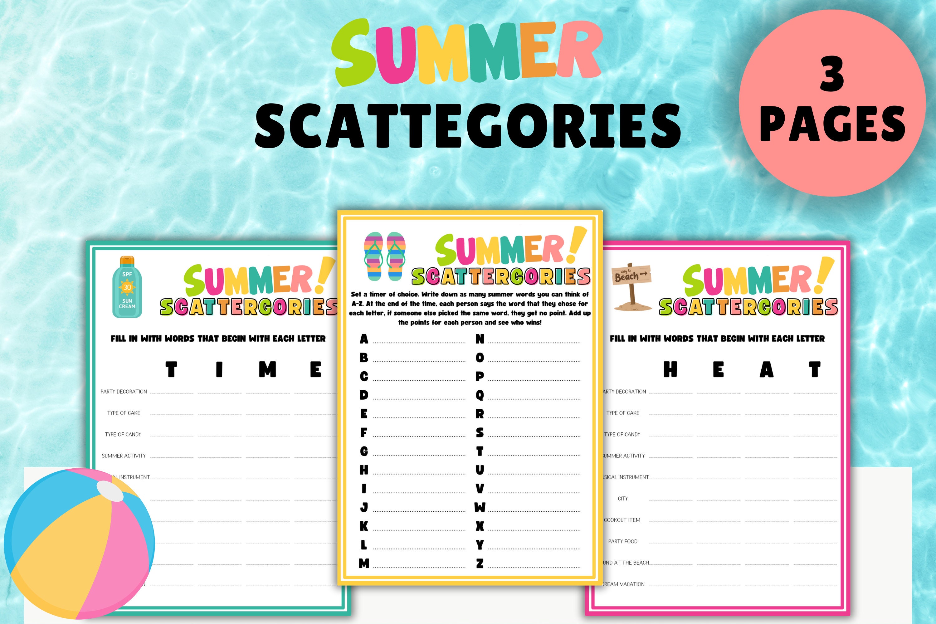 Summer Printable Games Bundle, Summer Kids Games, Summer Trivia, Summer ...