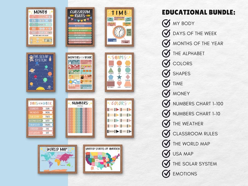 Boho Classroom Posters Bundle | Boho English Posters | Boho Maths ...