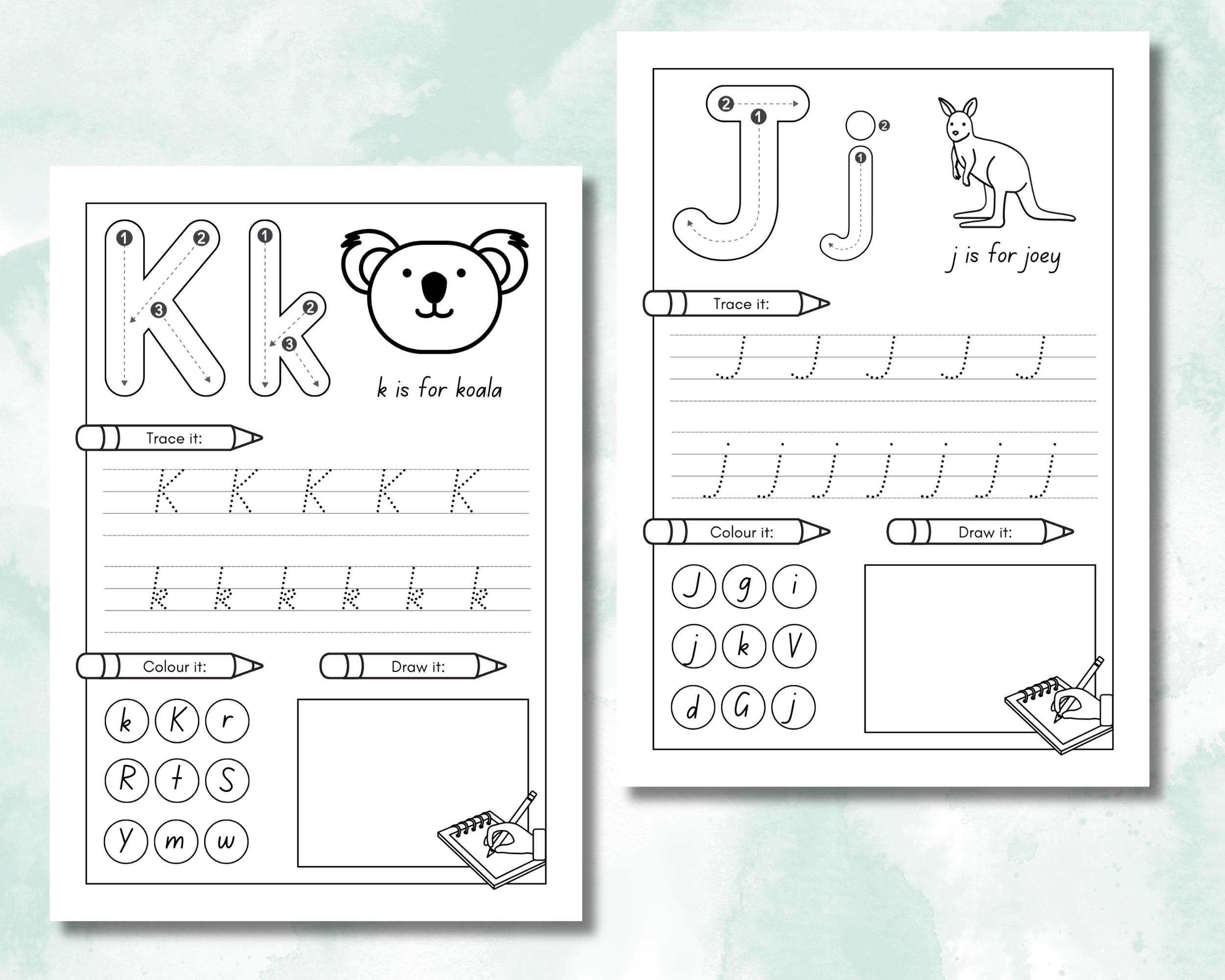 26 Alphabet Worksheets | Alphabet Tracing Worksheets | Preschool and ...