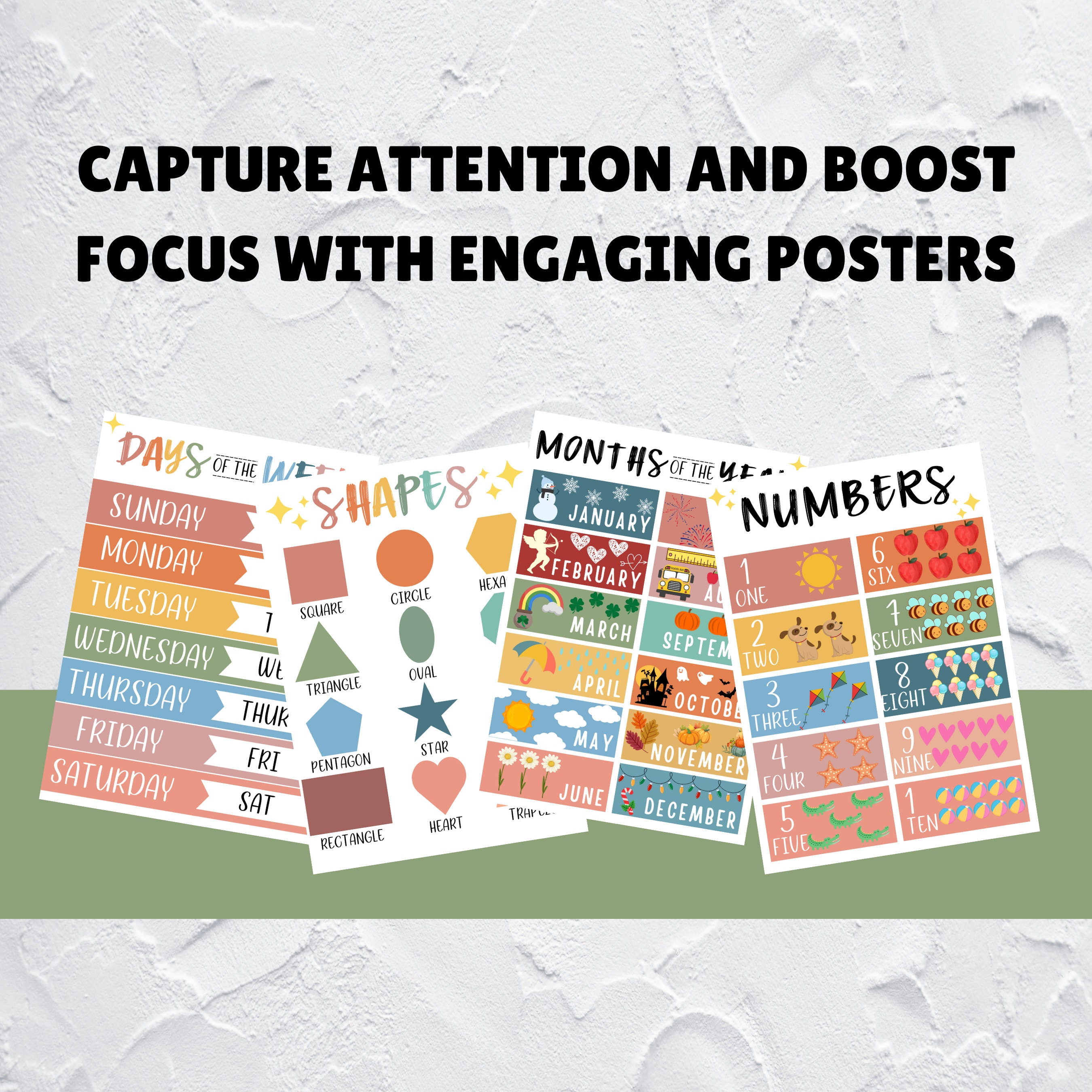 Boho Educational Posters Bundle | Days of the Week | Months of the Year ...