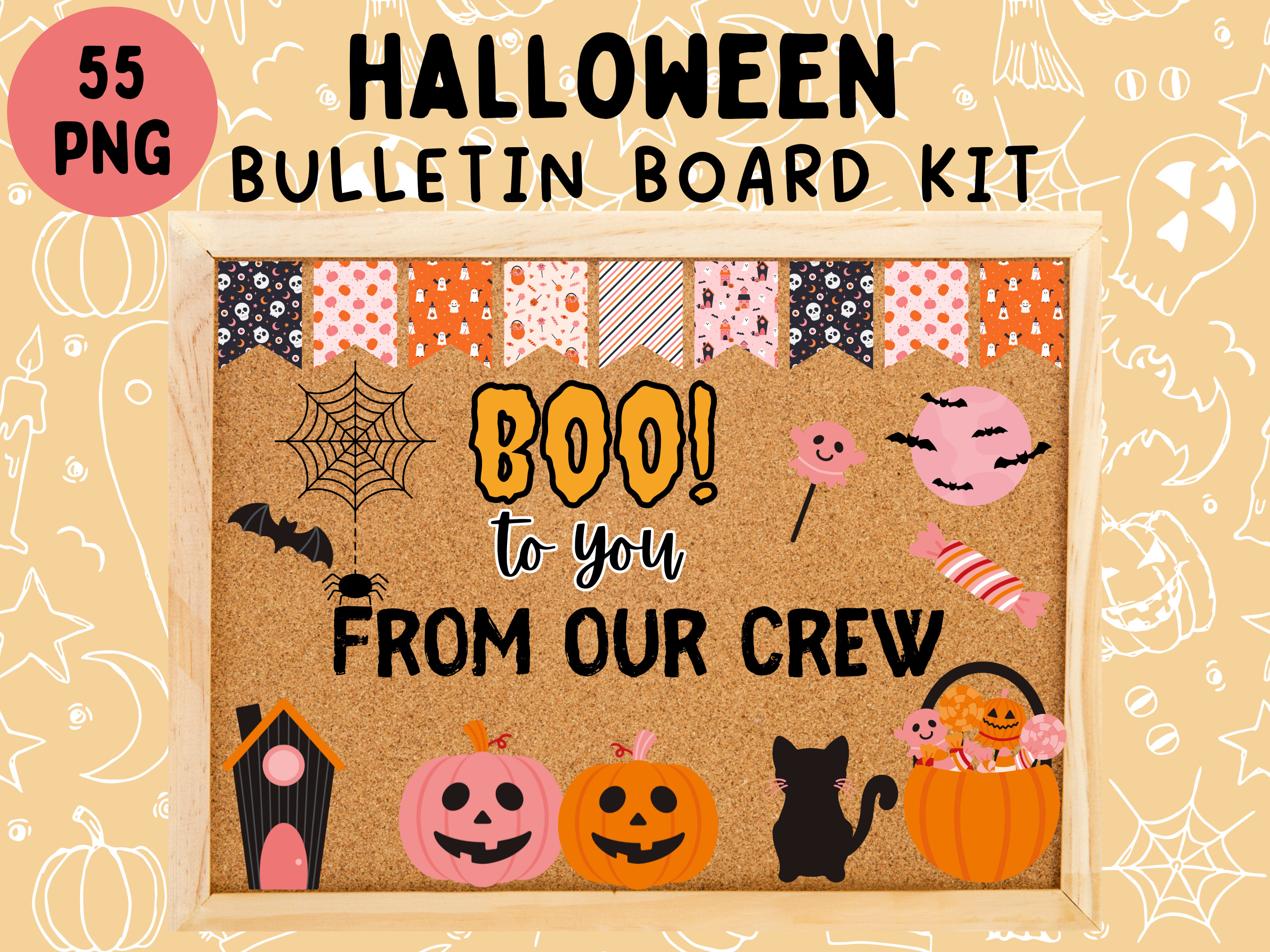 Halloween Boo Crew Bulletin Board Kit, Holiday Classroom Decor, Spooky ...