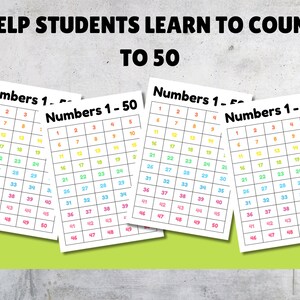 Numbers Chart 1 to 50 | Count to 50 | Maths Chart | Maths Printable ...