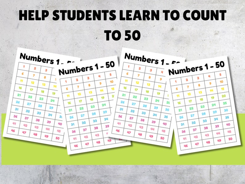 Numbers Chart 1 to 50 | Count to 50 | Maths Chart | Maths Printable ...