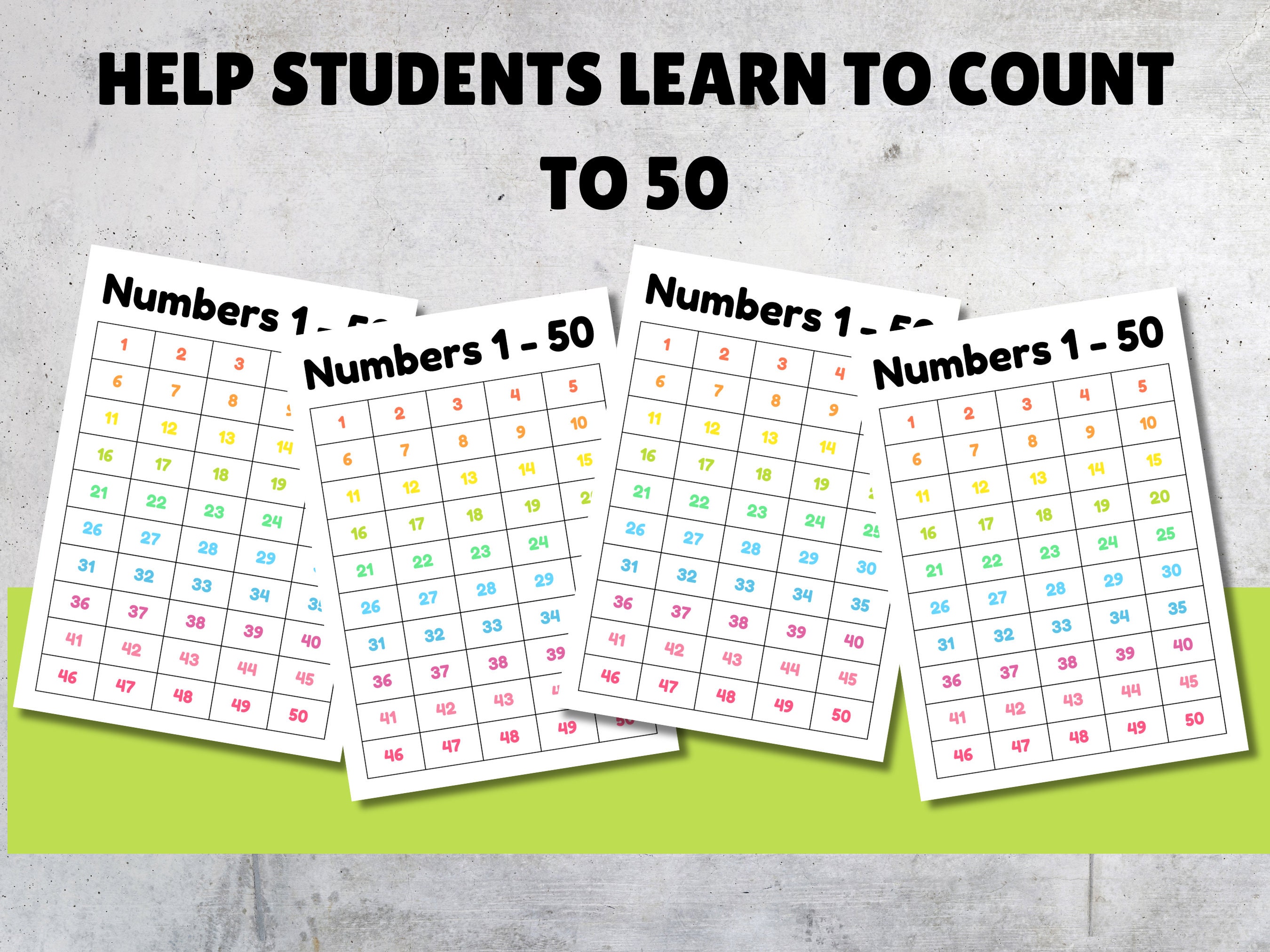 Numbers Chart 1 to 50 Count to 50 Maths Chart Maths Printable ...