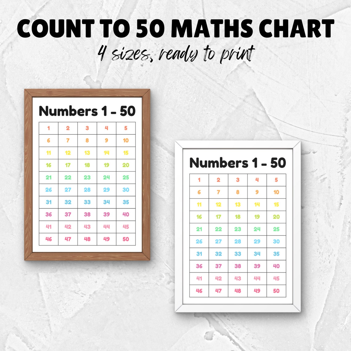 Numbers Chart 1 to 50 | Count to 50 | Maths Chart | Maths Printable ...