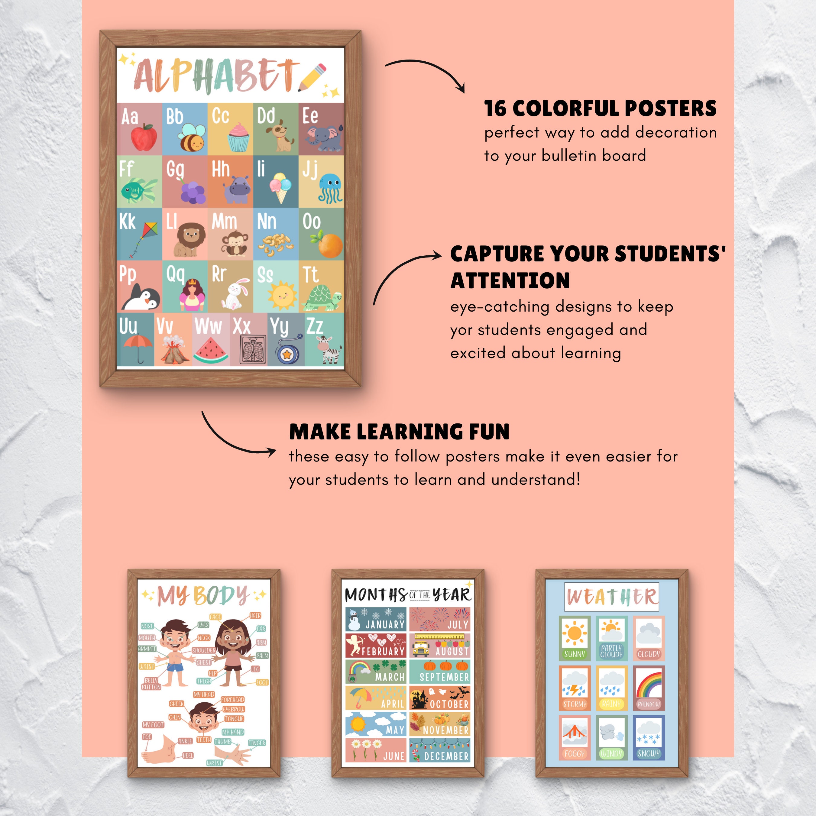 Boho Educational Posters Bundle Bulletin Board Educational - Etsy