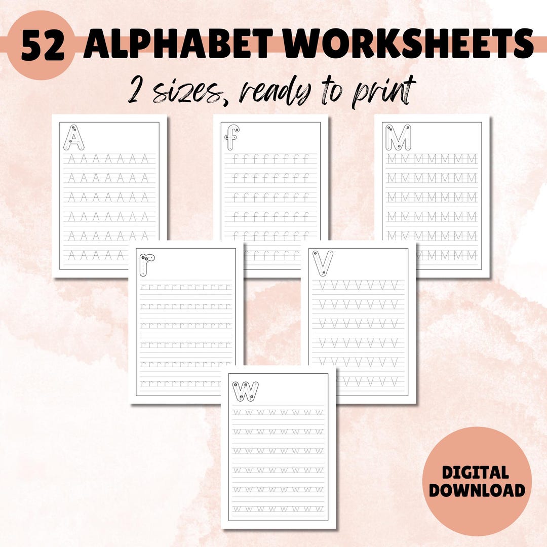 52 Alphabet Tracing Worksheets | Uppercase and Lowercase Tracing ...