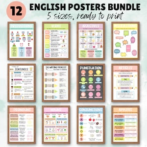 Pastel English Posters Bundle Bulletin Board Parts of Speech Pastel ...