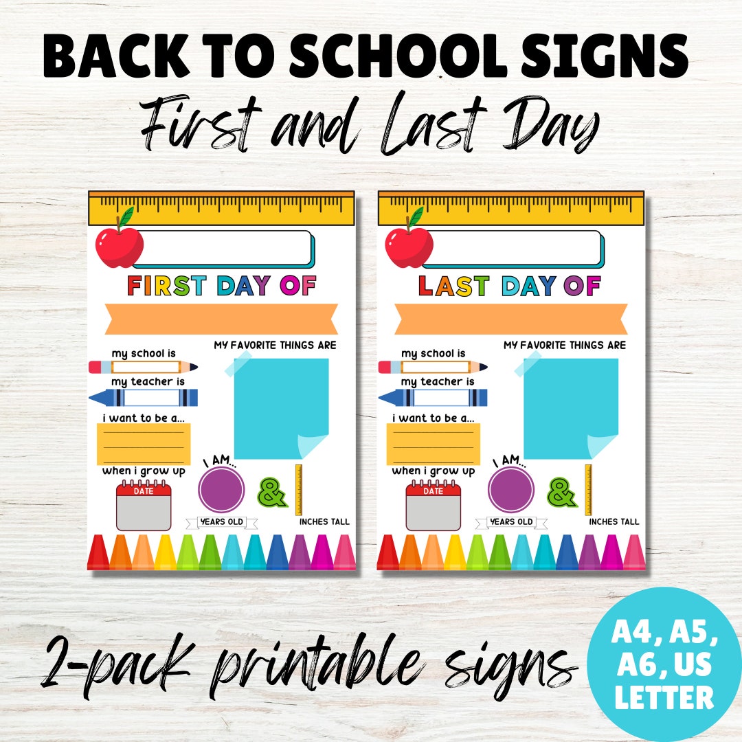 Colorful First Day of School Sign, Last Day of School Sign, Back to ...