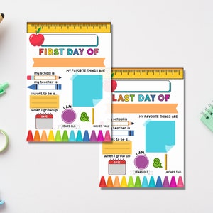 Colorful First Day of School Sign, Last Day of School Sign, Back to ...