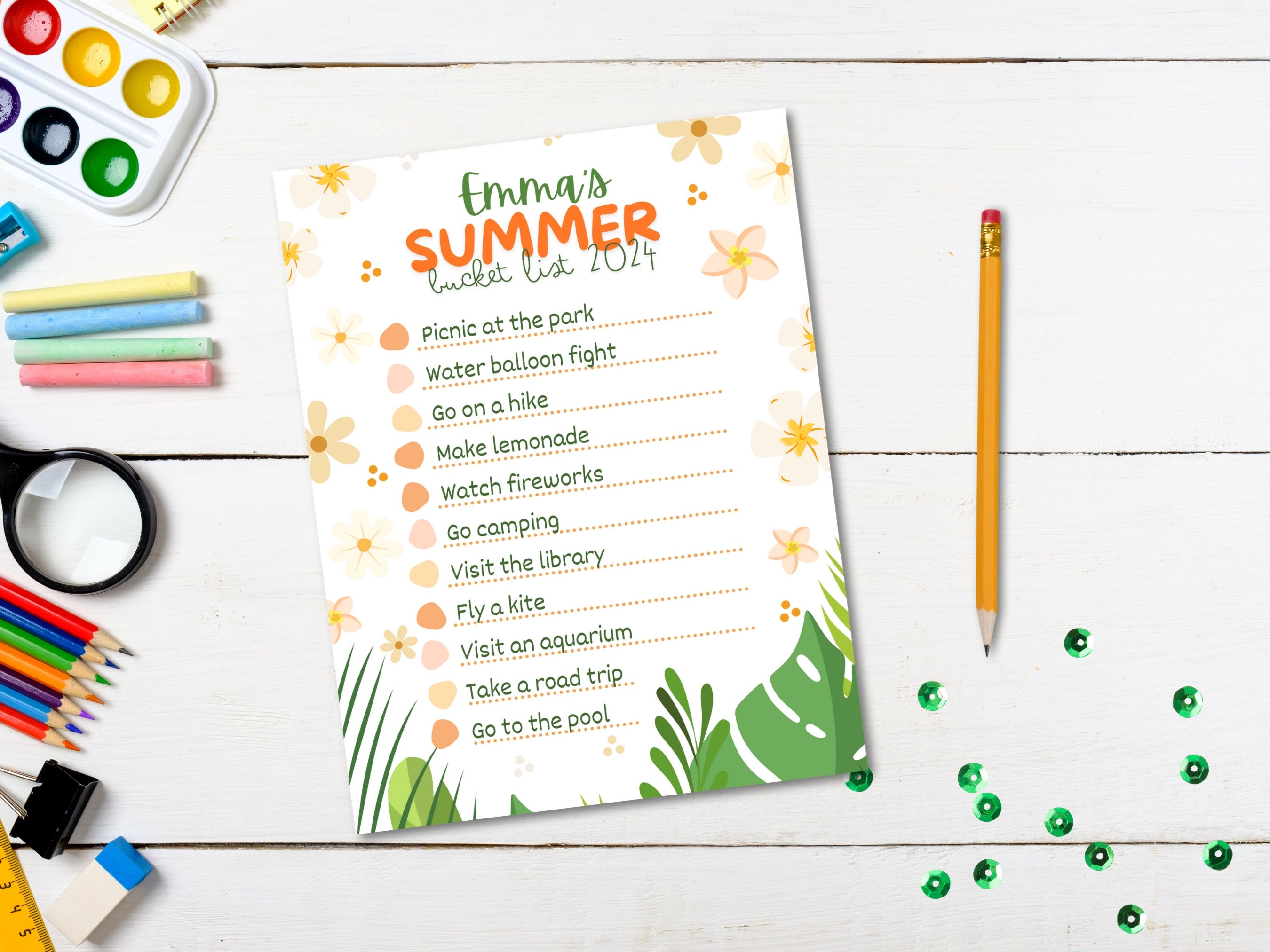 Editable Summer Bucket List Template - Fun Customizable Printable for ...