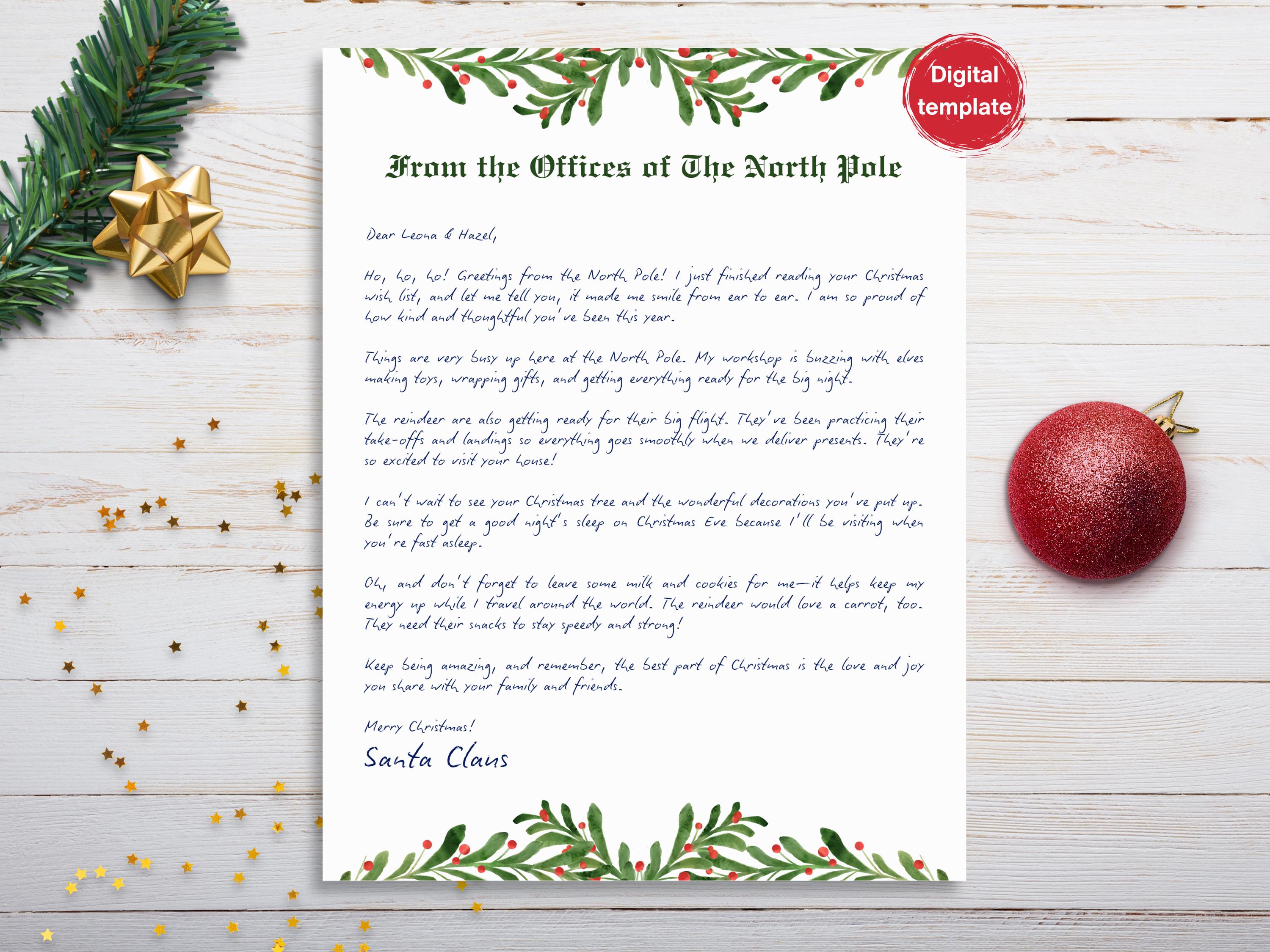 Personalized Letter From Santa Template: Editable Christmas Reply ...