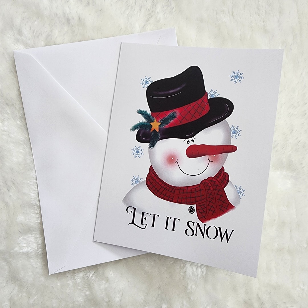 Christmas Card Let It Snow written in Black Individual - Etsy