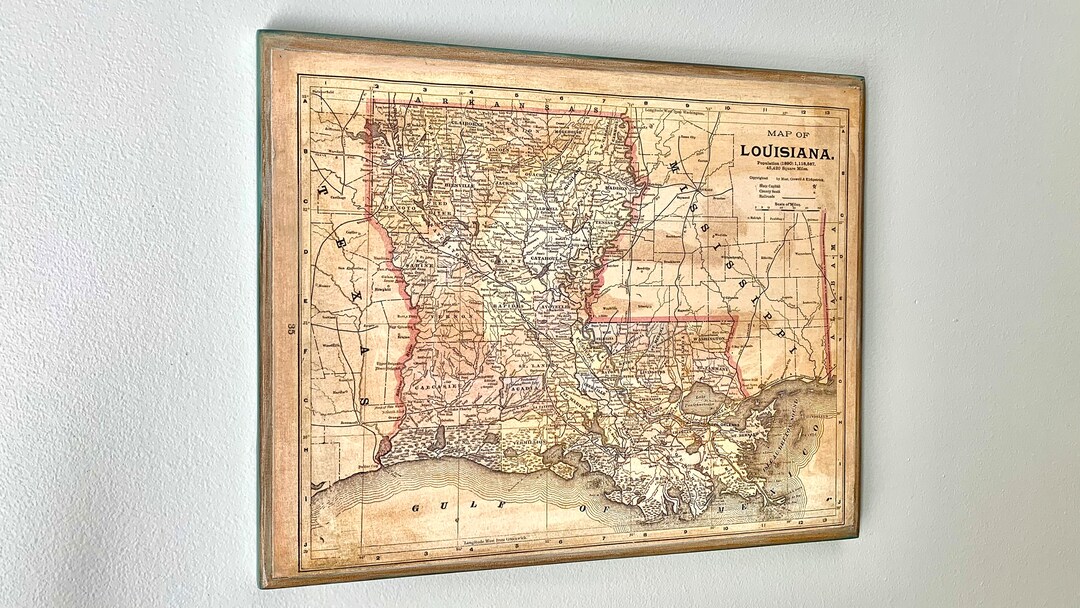 Vintage 1890 State Map of Louisiana *frameless Wall Art “11x14” - Etsy