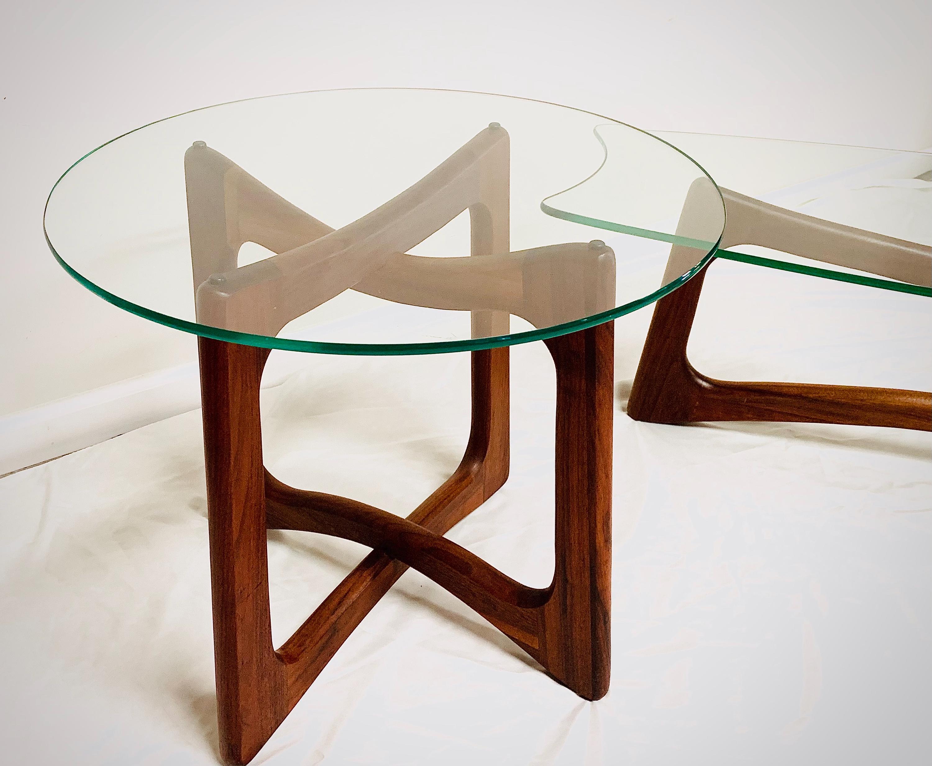 Vintage MCM Adrian Pearsall Sculptured Walnut & Stingray Glass Top ...