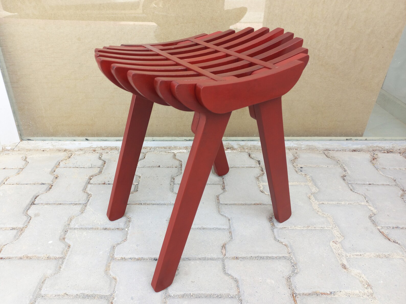 NILUFER Stool Brick Color Wooden Stool Midcentury Stool CUSTOMIZABLE - Etsy
