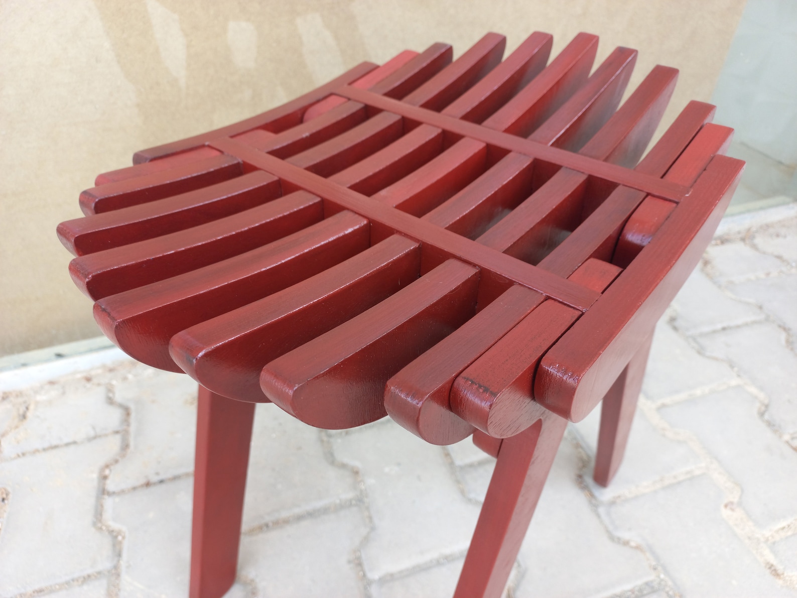 NILUFER Stool Brick Color Wooden Stool Midcentury Stool CUSTOMIZABLE - Etsy