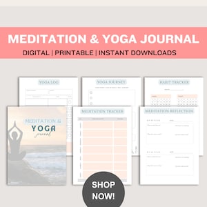 Meditation and Yoga Journal Template Bundle- Mindfulness, Tracker ...