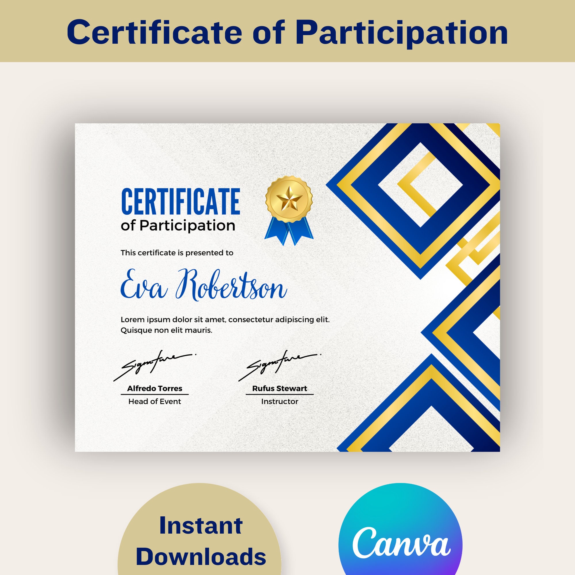 Certificate of Participation, Editable Certificate, Certificate ...