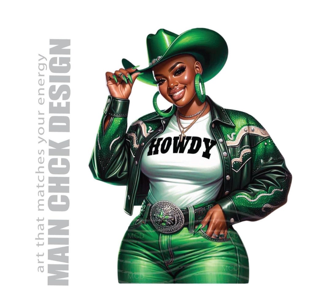 Bald Cowgirl PNG: Curvy Black Rodeo Baddie Clipart (digital Download ...