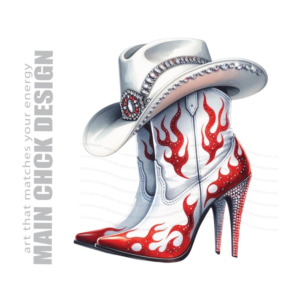 Cowboy Boots and Hat Clipart, Delta Sigma Theta, Red and White, Fashion ...