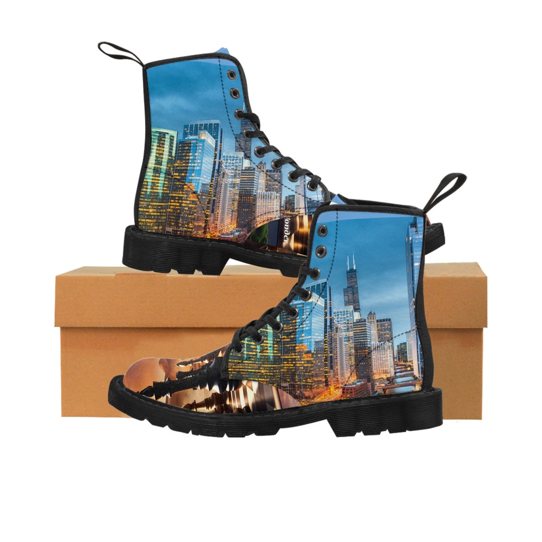 Men's Blue Chicago Chess Canvas Boots - Etsy