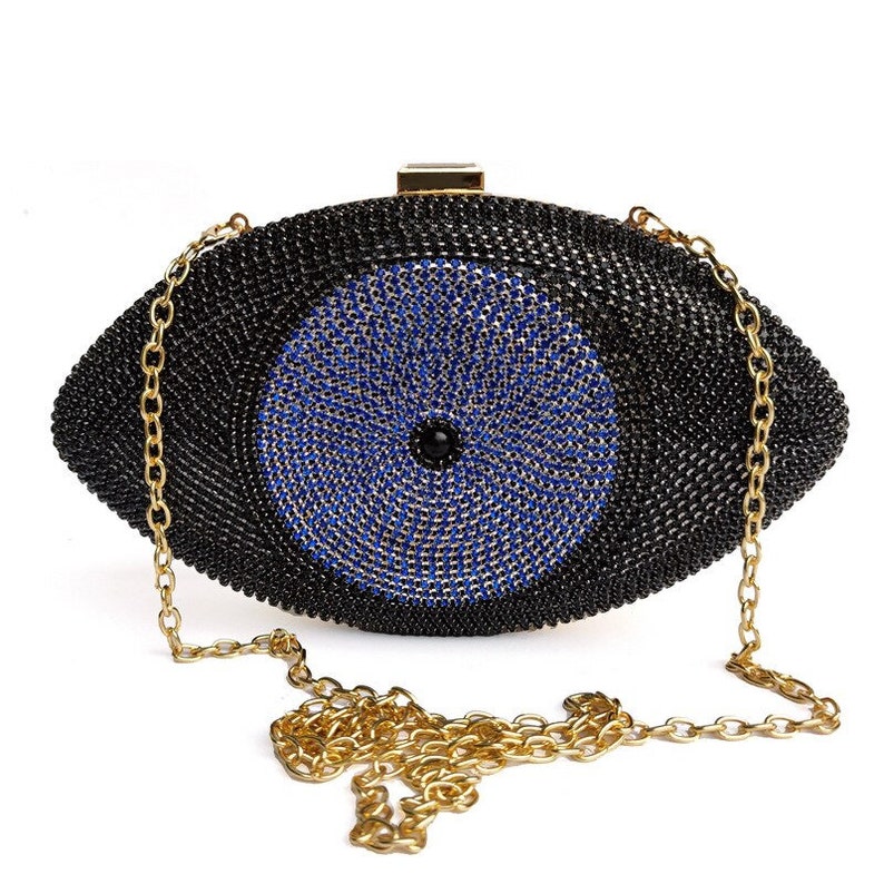 The Evil Eye Crystal Purse Women Evening Bag Gold Silver Black Party ...