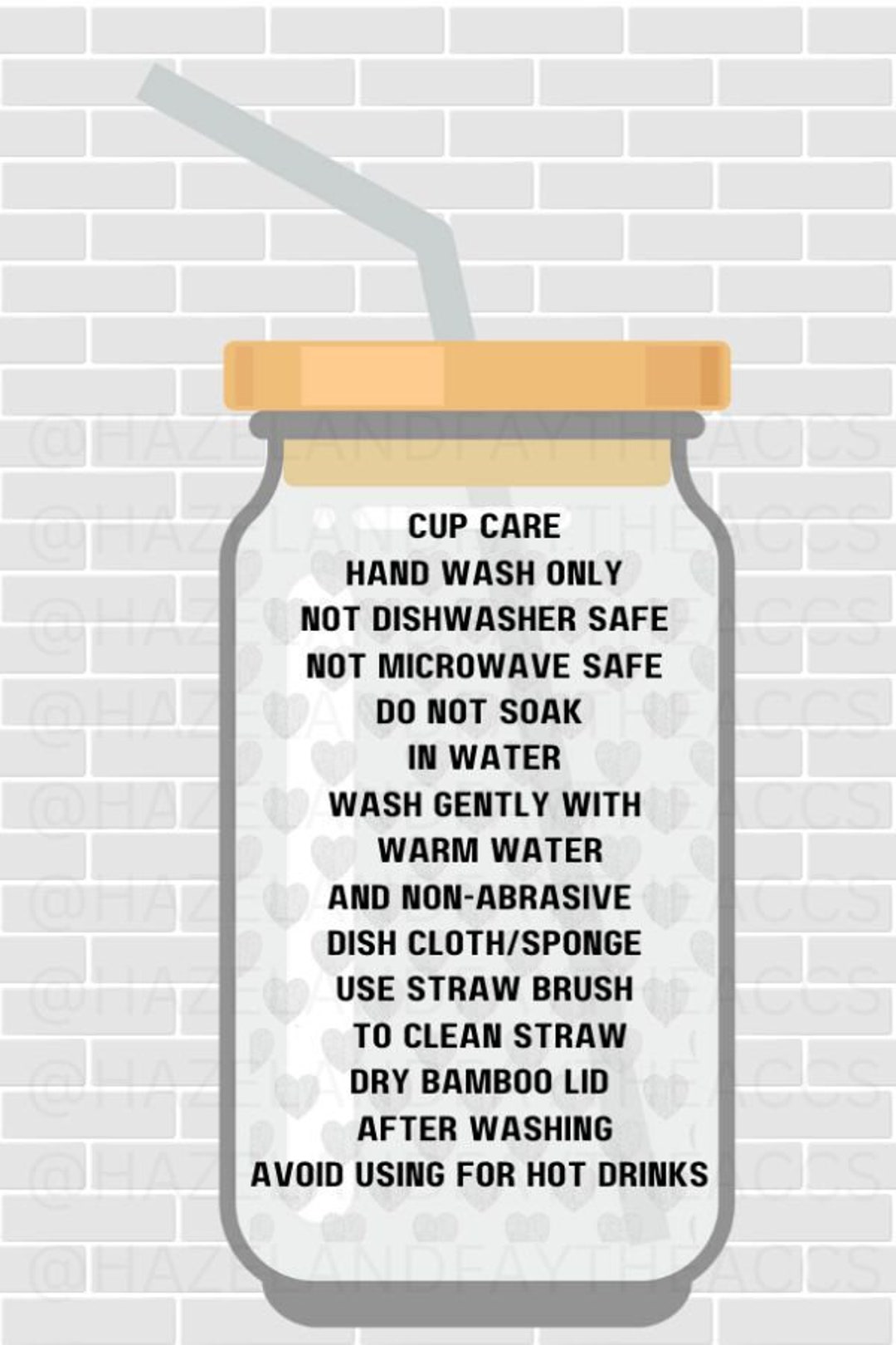 Hearts Cup Care Instructions PDF Print File, Digital File for ...