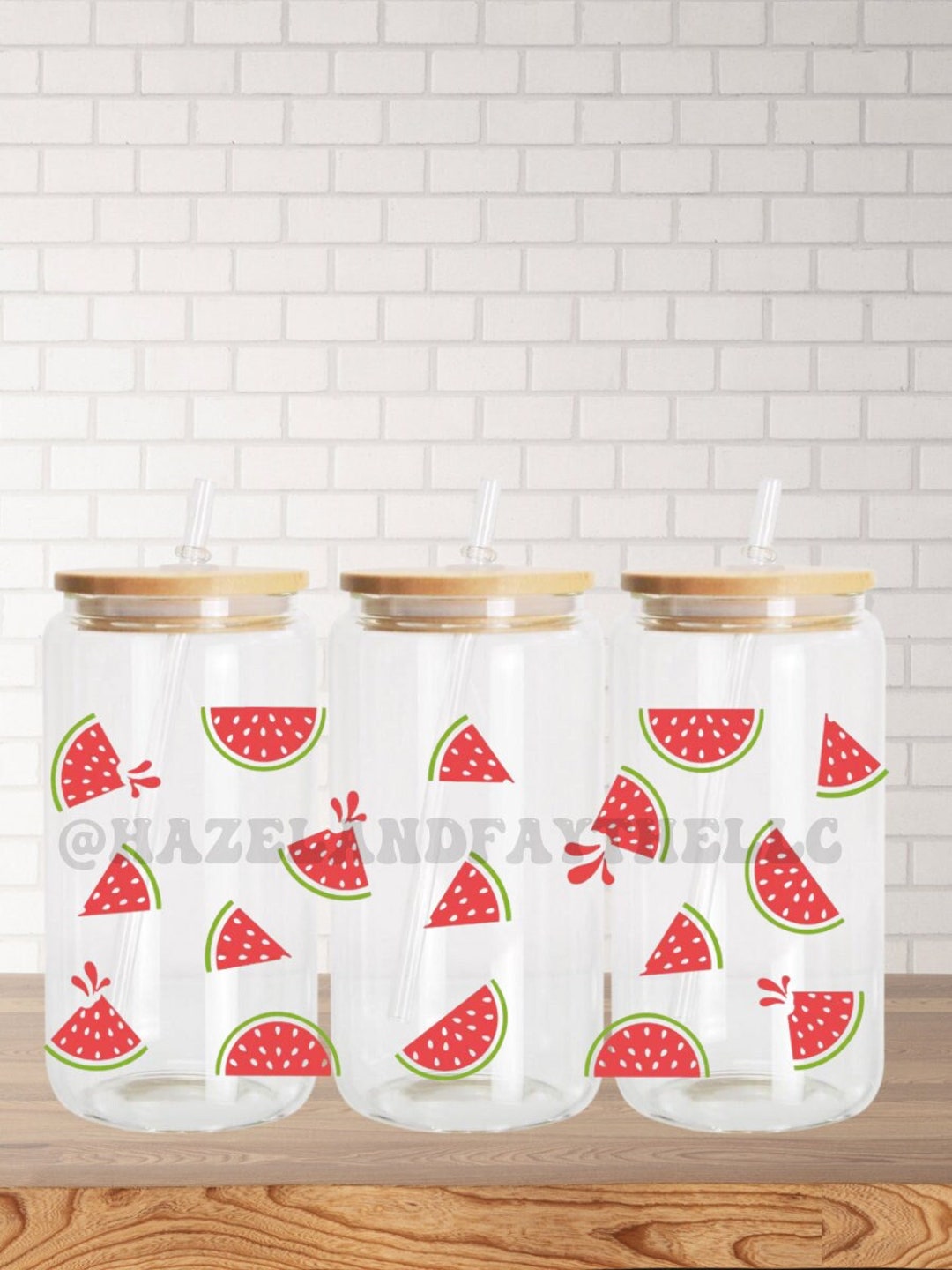 Juicy Watermelon UV DTF Cup Wrap for 16 Oz Libbey Glass Bright and ...