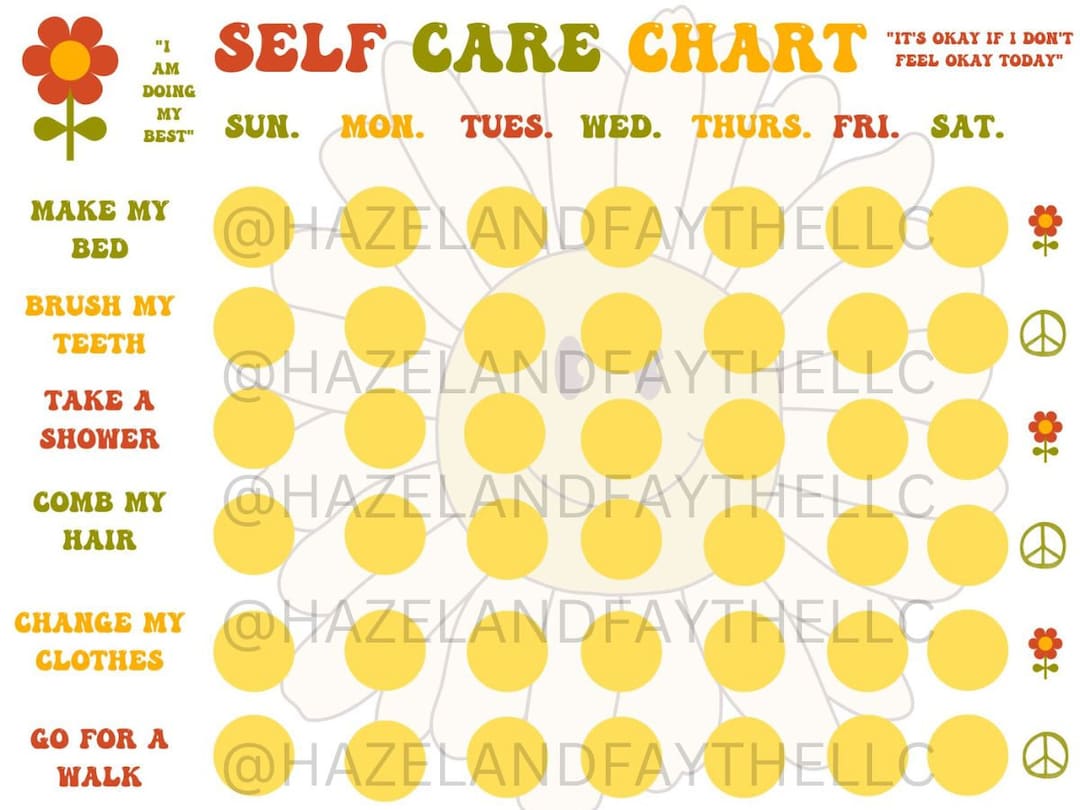 Printable Self-care Chart for Mental Health: Stay on Track - Etsy