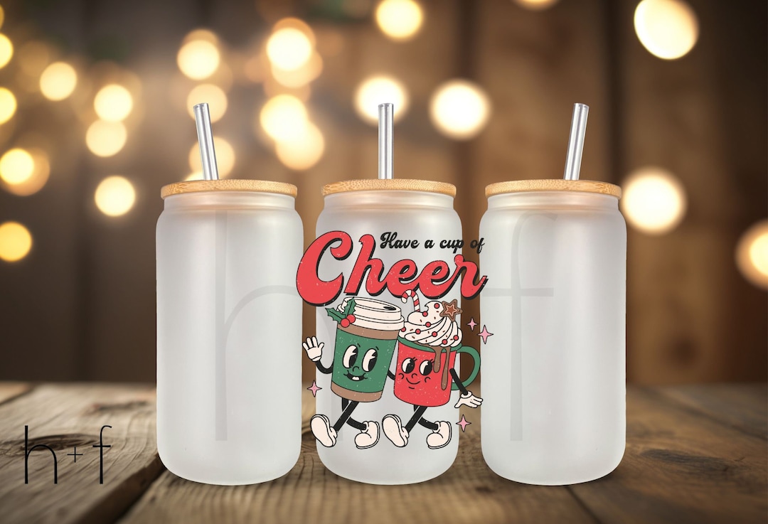 Cup of Cheer UV DTF Sticker for Glass Cans, Water Bottles, and More ...