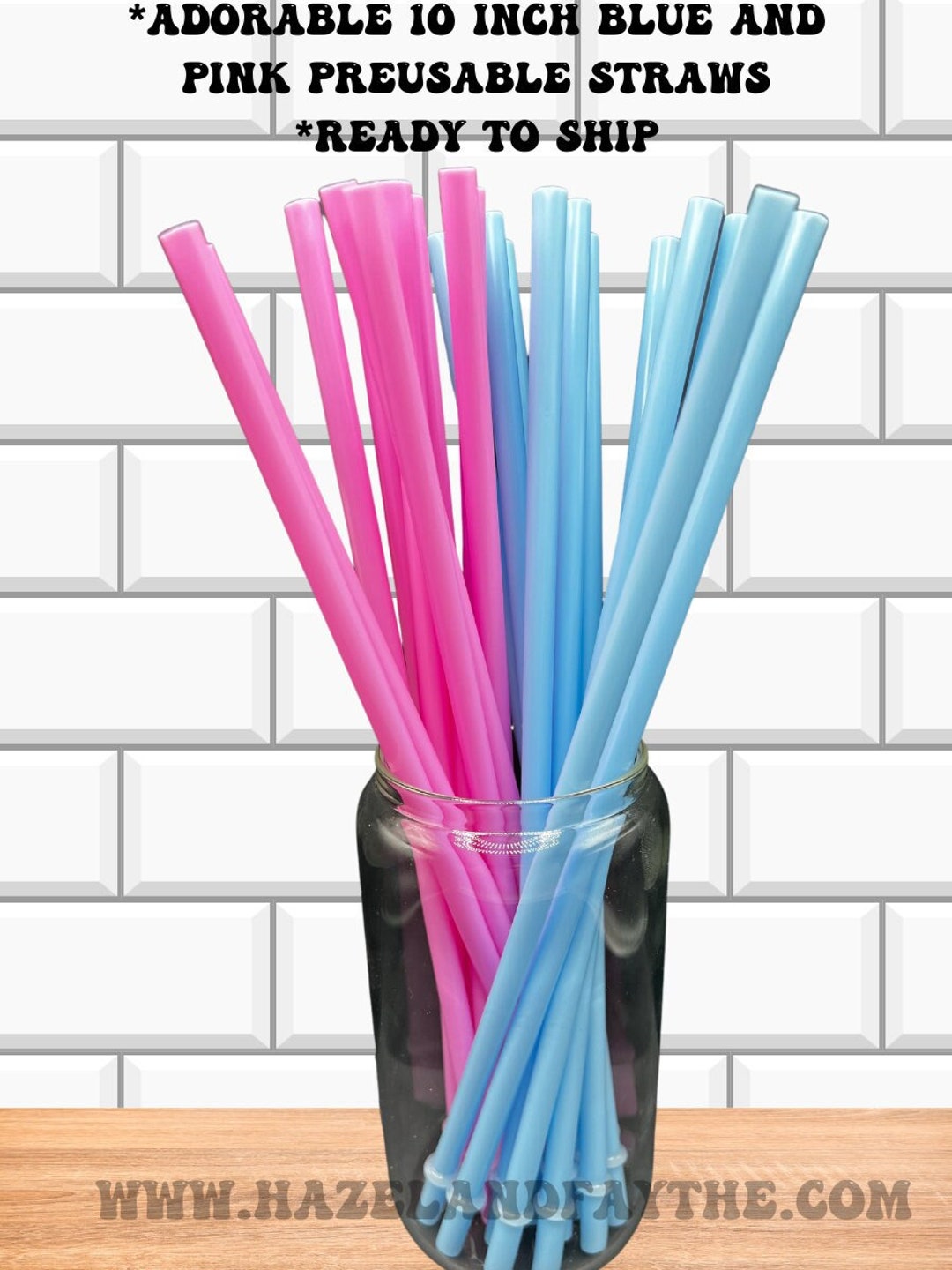 10-inch Reusable Plastic Straw - Light Blue or Light Pink - Eco ...
